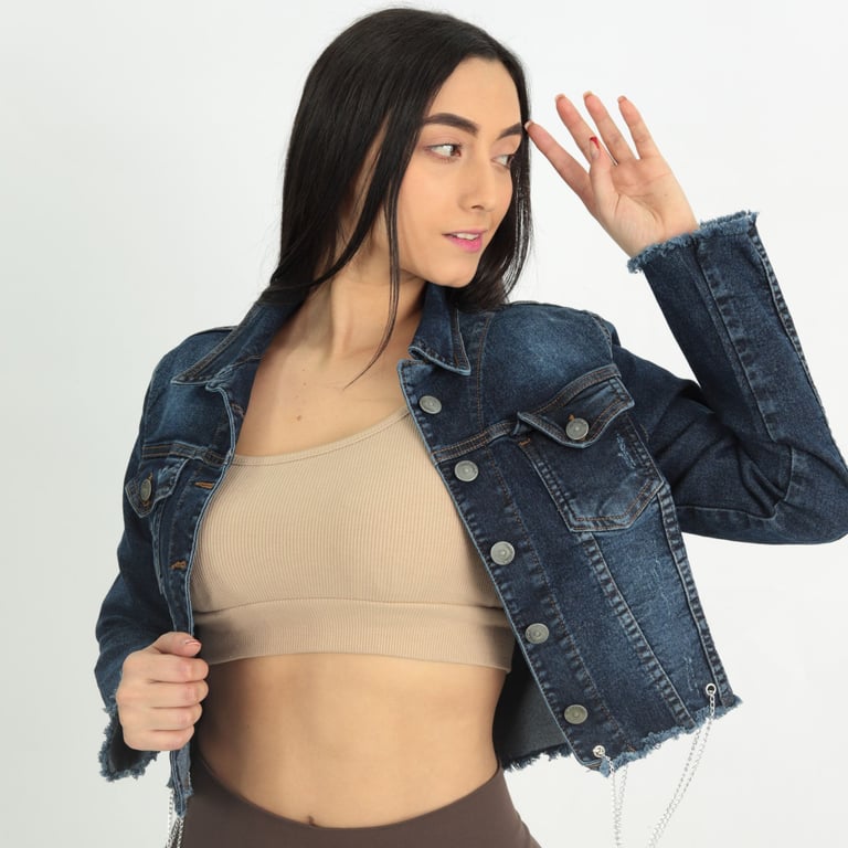 Casaca Crop Jeans con Cadenas BENCUS JEANS | falabella.com