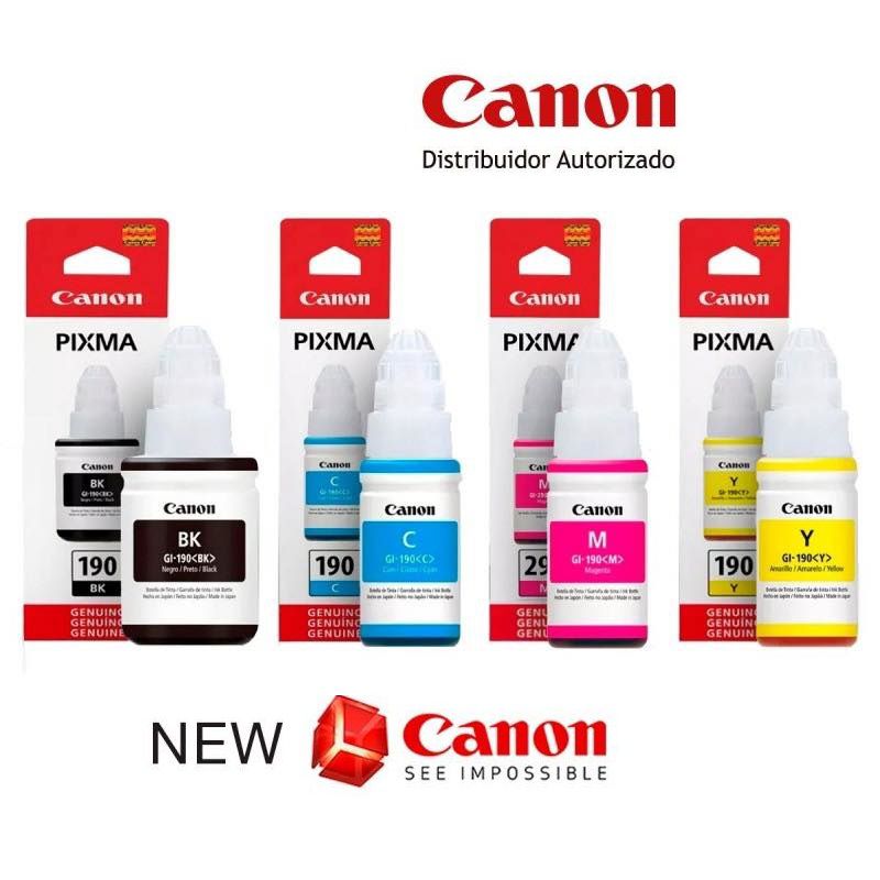 Kit Tinta Canon GI-190 GI-190BK GI-190C GI-190M GI-190Y CANON | falabella.com