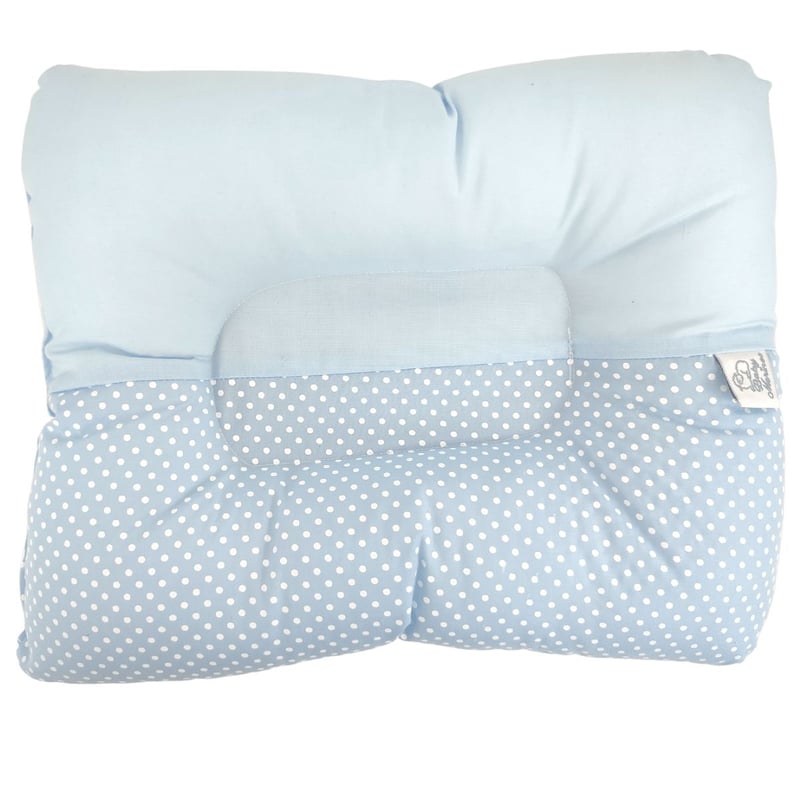 Almohada Bebe anti-cabeza plana - Puntos blancos - Celeste BABY MERINOS ...