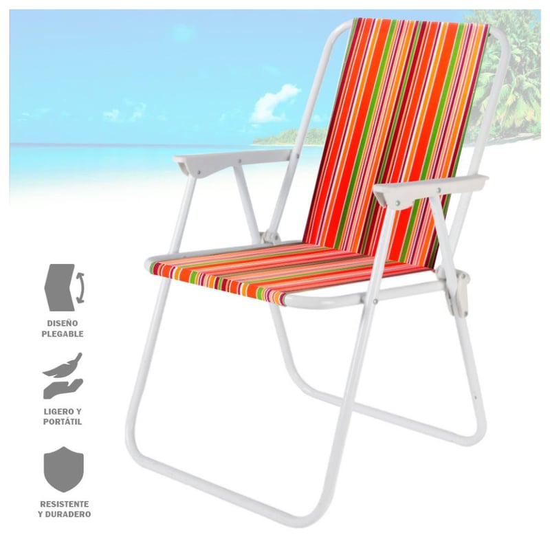 Silla Plegable para Playa Jardín Camping Terraza Multicolor KELLER ...