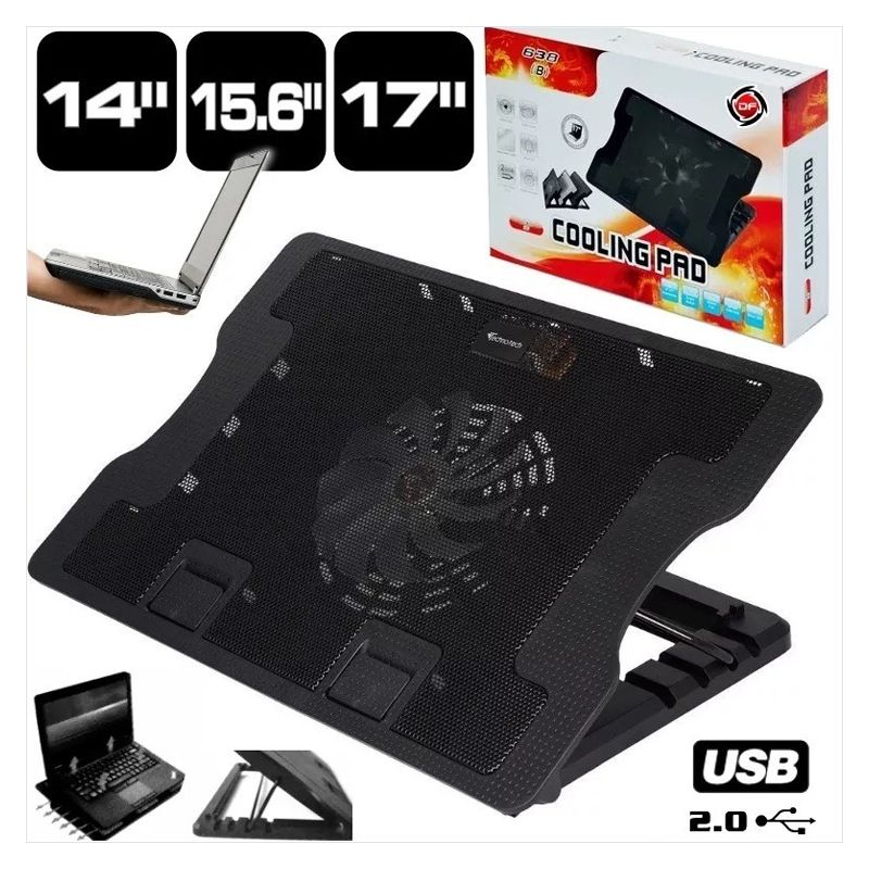 Base Cooler Ventilador para Laptop 9" a 17" / 5 Niveles / 2 Entradas ...