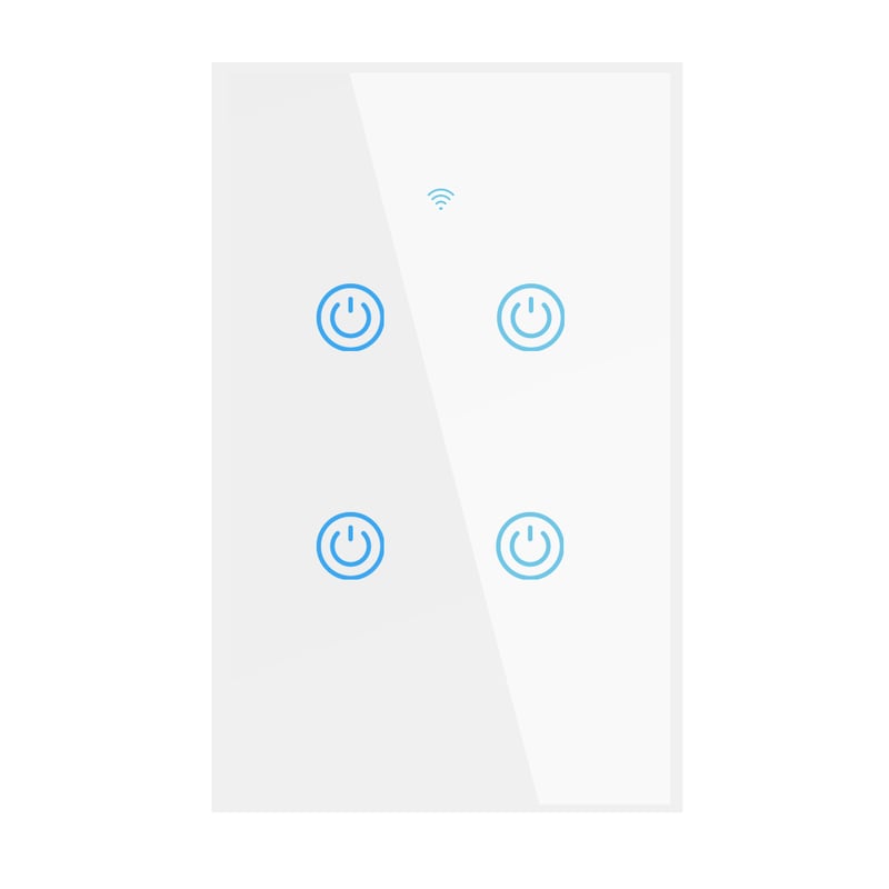 Interruptor Inteligente Wifi Táctil 4 Botones Con/Sin Neutro Blanco ...