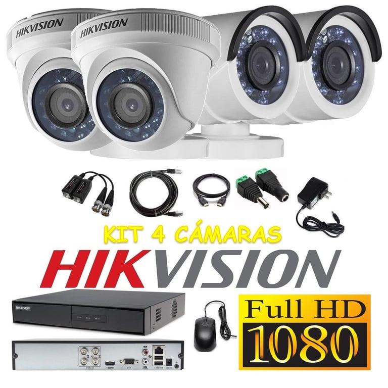 kit 4 Cámaras Seguridad FULLHD Hikvision HIKVISION | falabella.com