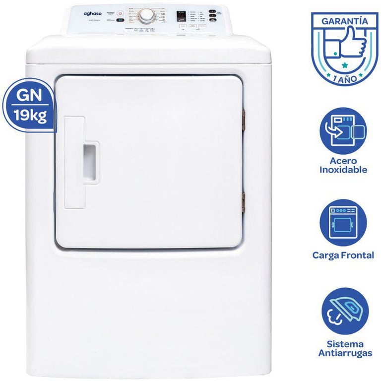 Secadora a gas natural aghaso 19kg blanco gn AGHASO | falabella.com