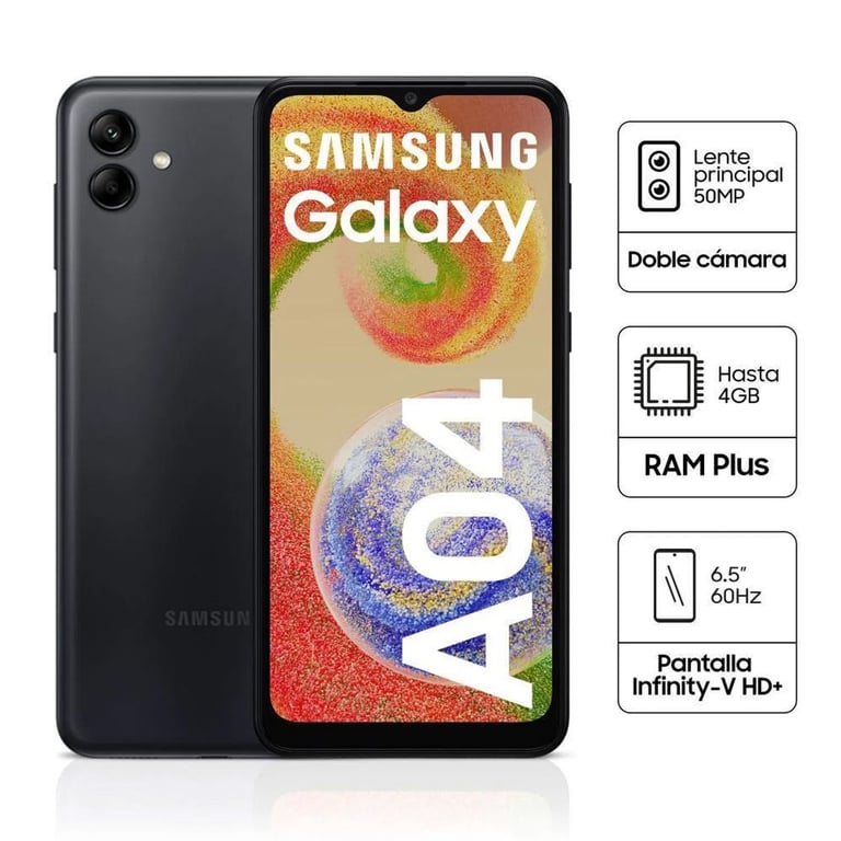 Celular Samsung Galaxy A04 6,5 4GB RAM 128GB Negro SAMSUNG | falabella.com