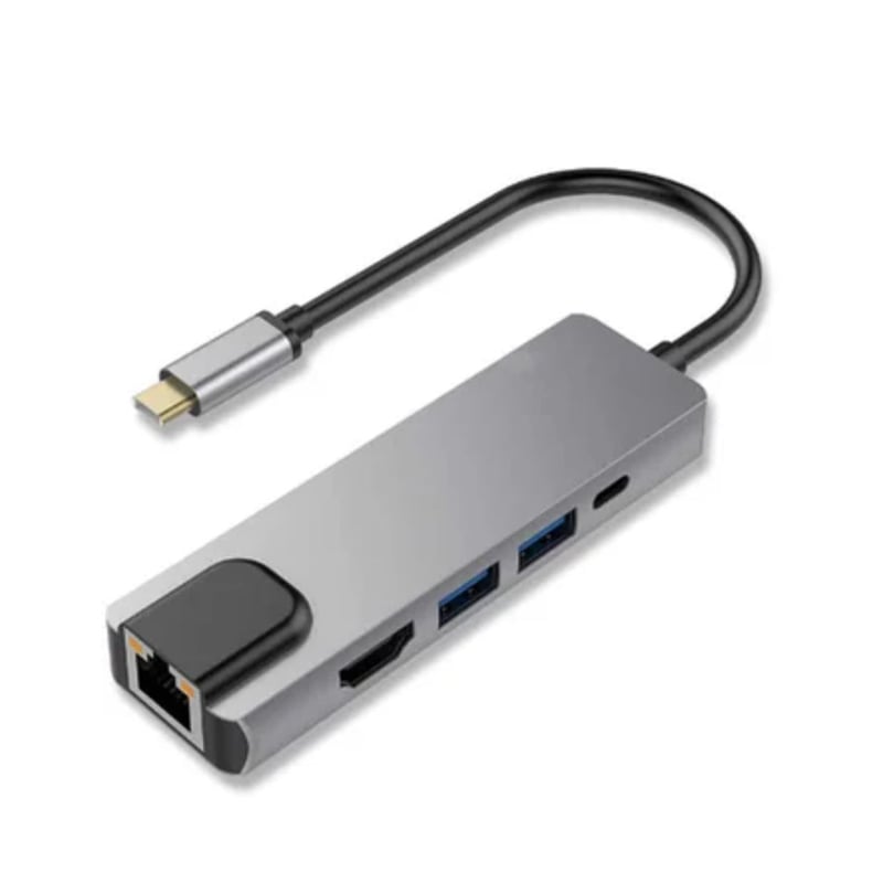 Adaptador Tipo C A Hmdi 4k Usb 3.0 Lan 5 En 1 Multipuerto rj45 GENERICO ...