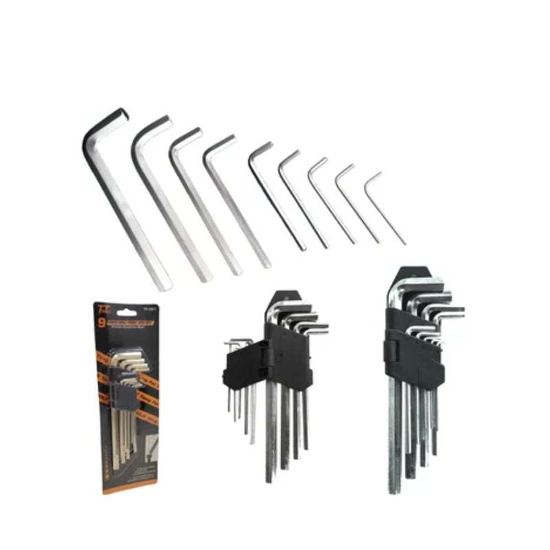 kit 9 llaves Allen hexagonal piezas milimétricas brazo largo llave L ...