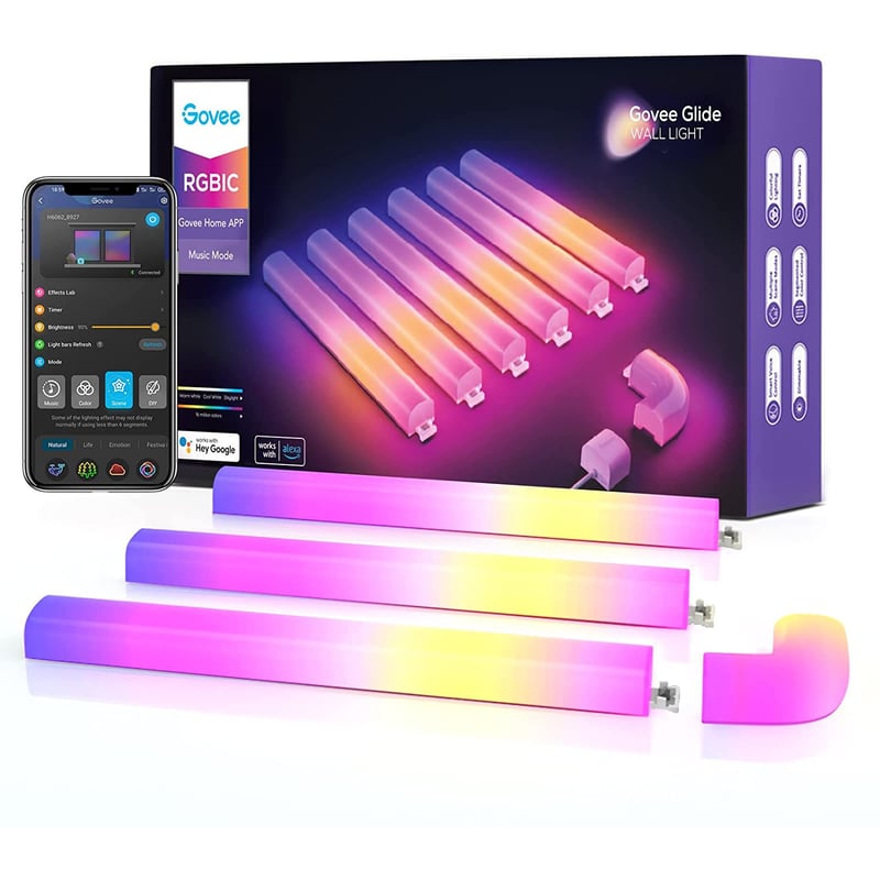Govee Glide Barras de Luz LED WiFi Inteligente - 6 Barras y 1 Esquina ...