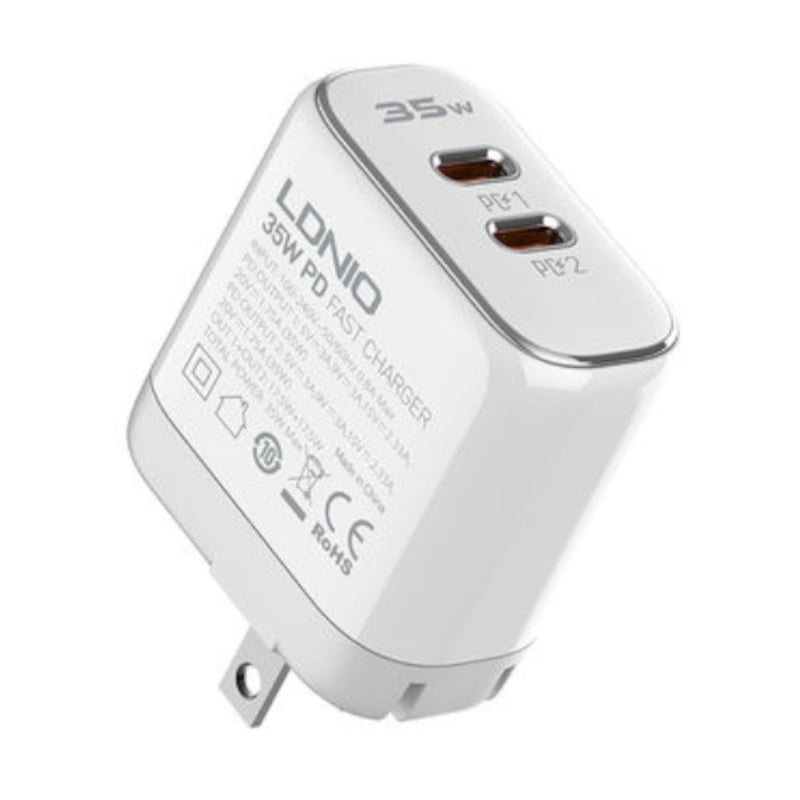 Cargador de Carga Rápida 35w Doble USB-C Incluye Cable Lightning-C 1m LDNIO | falabella.com