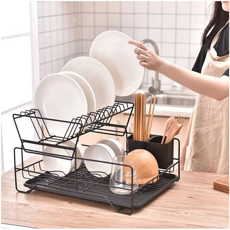 Escurridor de platos de 2 niveles metal Negro INSPIRA | falabella.com