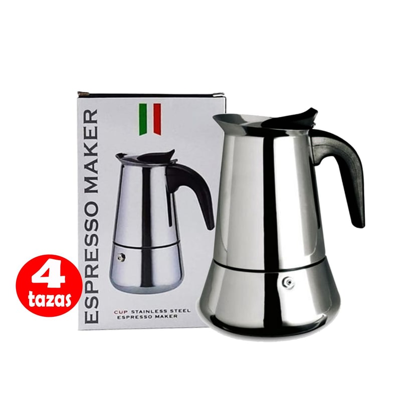 Cafetera Italiana 4 Tazas Acero Inoxidable Espresso Maker GENERICO ...
