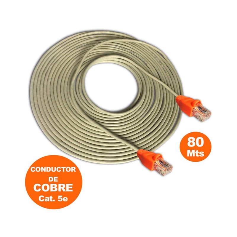 Cable red internet UTP Cat 5e 80Mts Gris armado de cobre SATRA ...