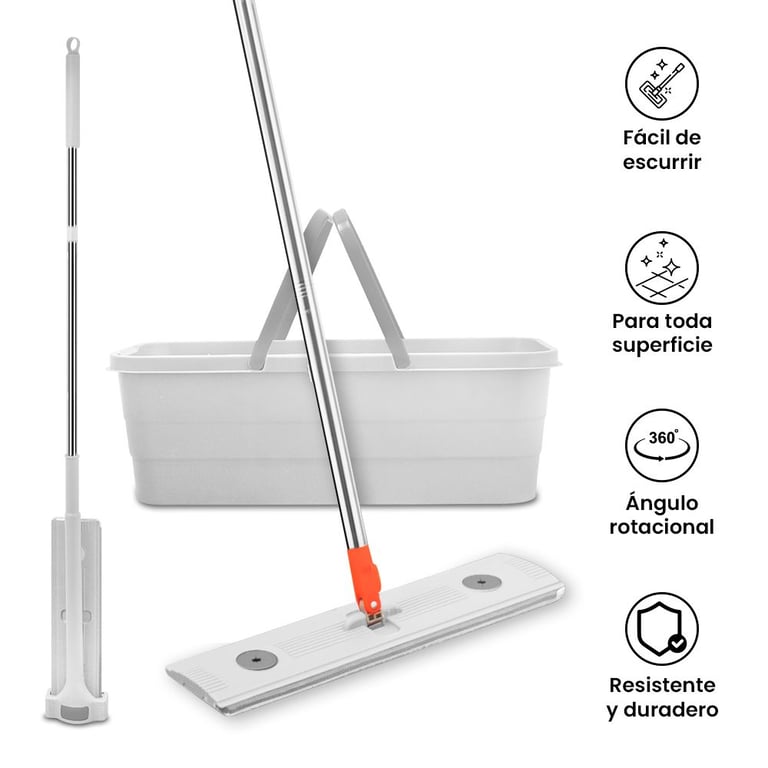 Trapeador Plano y Escurridor con Balde Rectangular - Plomo CC GROUP ...