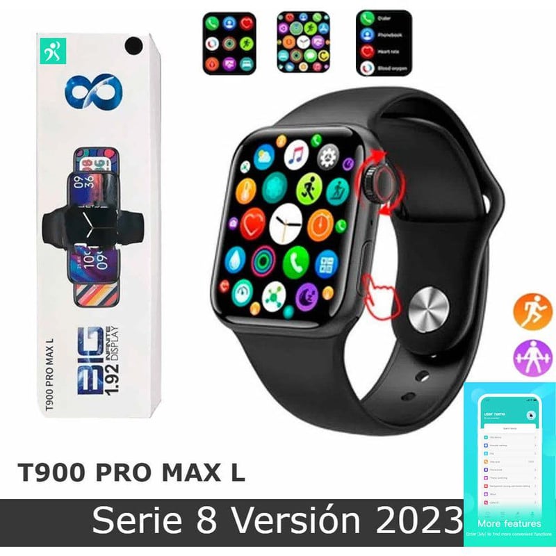 Smartwatch t900 pro max l serie 8 version 2023 - negro GENERICO | falabella.com