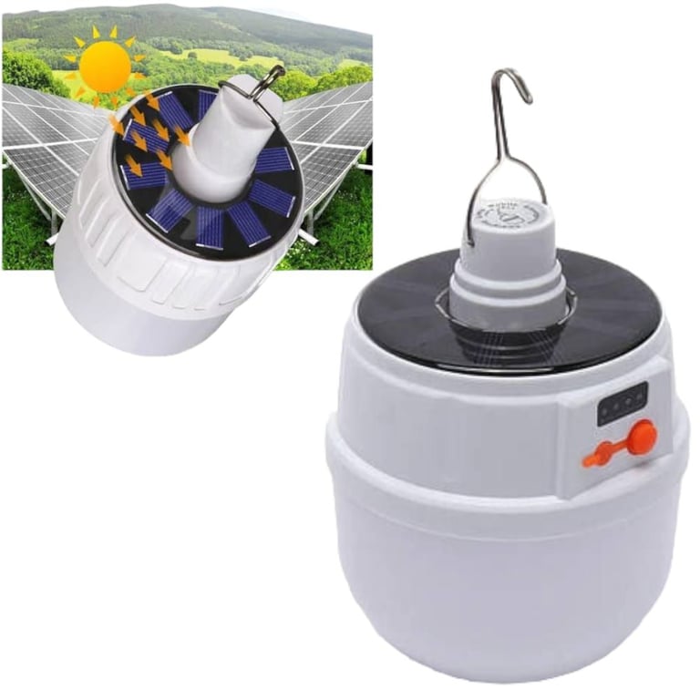 Foco LED 40Watts Solar Recargable con Colgador batería de 18650mAh ...