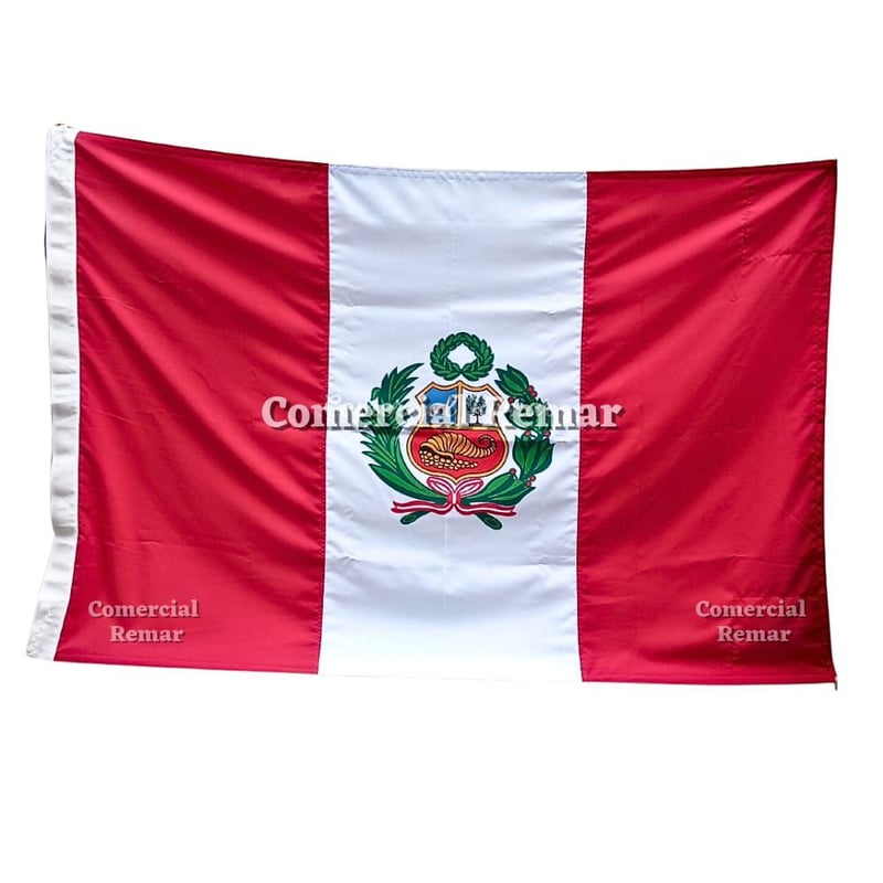 Bandera de Perú 240x145cm para Izar Pabellón Nacional Con Escudo PERU ...