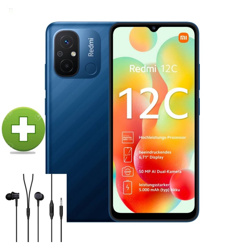 CELULAR REDMI 12C DE 128GB ROM Y 4GB RAM - AZUL AUDIFONOS XIAOMI IN EAR ...