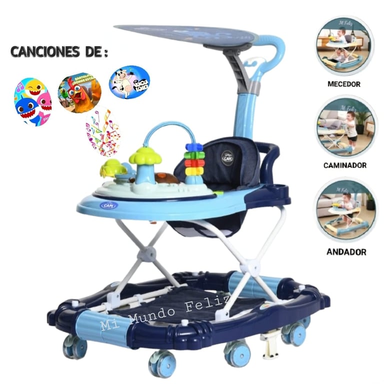Andador para Bebe 3 en 1 Mecedora Caminador Blues BABY HAPPY ...