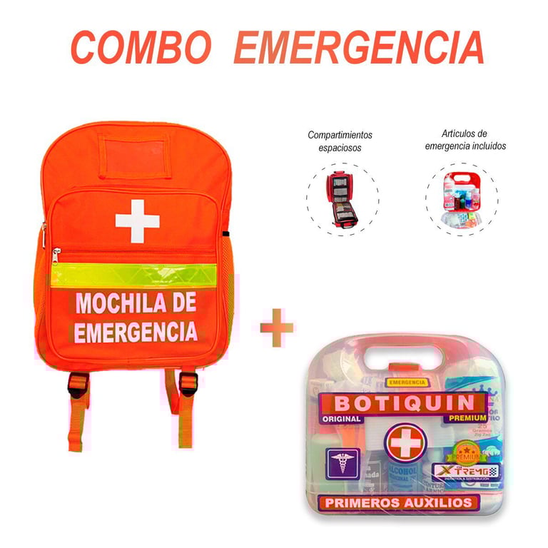 Mochila de Emergencia Naranja Botiquín | Sodimac Falabella