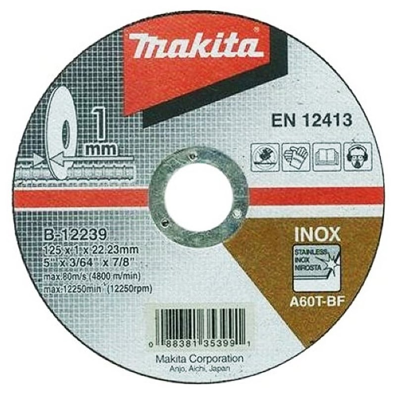 Disco Abrasivo de Corte 5 x 1mm Grano A60T-BF Makita B-12239 MAKITA ...