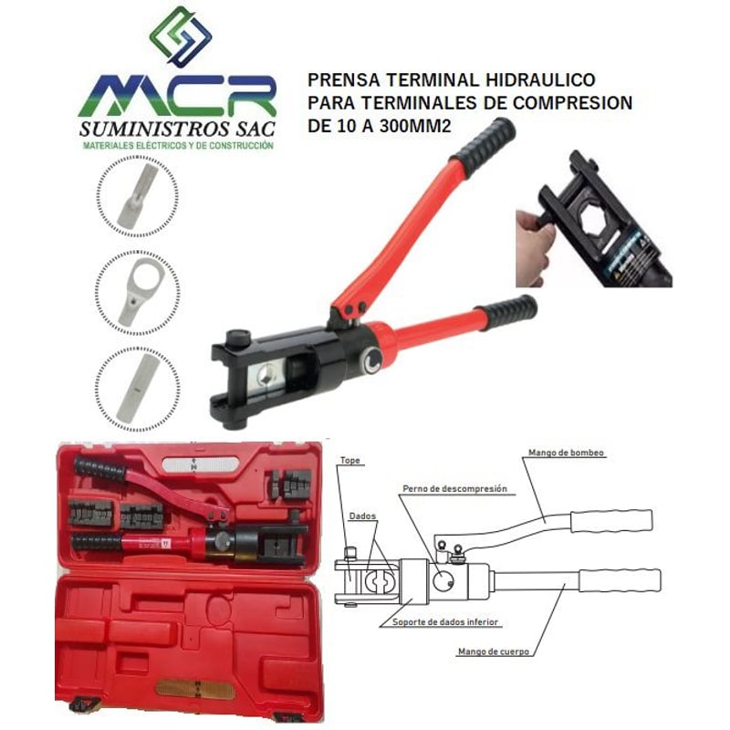 PRENSA TERMINAL HIDRAULICO PARA TERMINAL DE COMPRESION 10 A 300MM2 ...