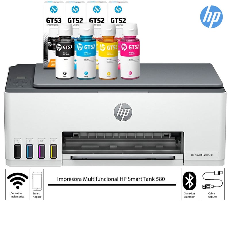 Impresora HP Smart Tank 580 Multifuncional Inalambrico HP | falabella.com