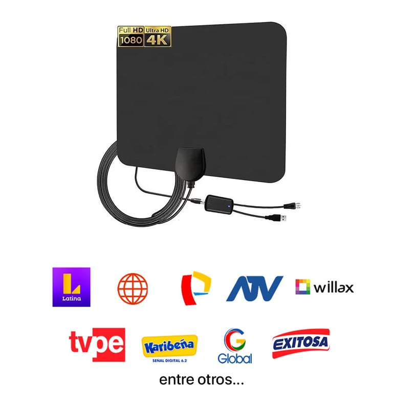 Antena Digital Tv Tdt Canales Hd Ultra Plana Con Amplificador GENERICO ...