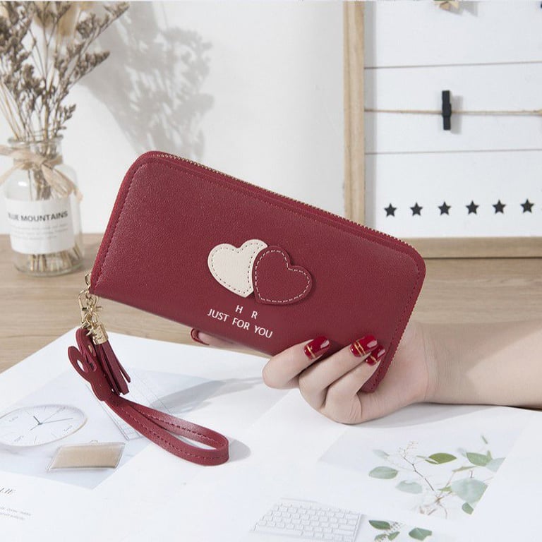 Billetera tarjetero cartera corazones de cuero PU_. INSPIRA | falabella.com