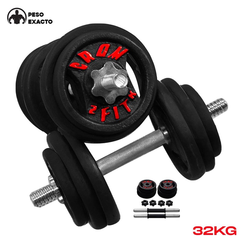 Kit Equipado de Pesas 30kg 15kg x brazo Mancuernas HOLGU | falabella.com