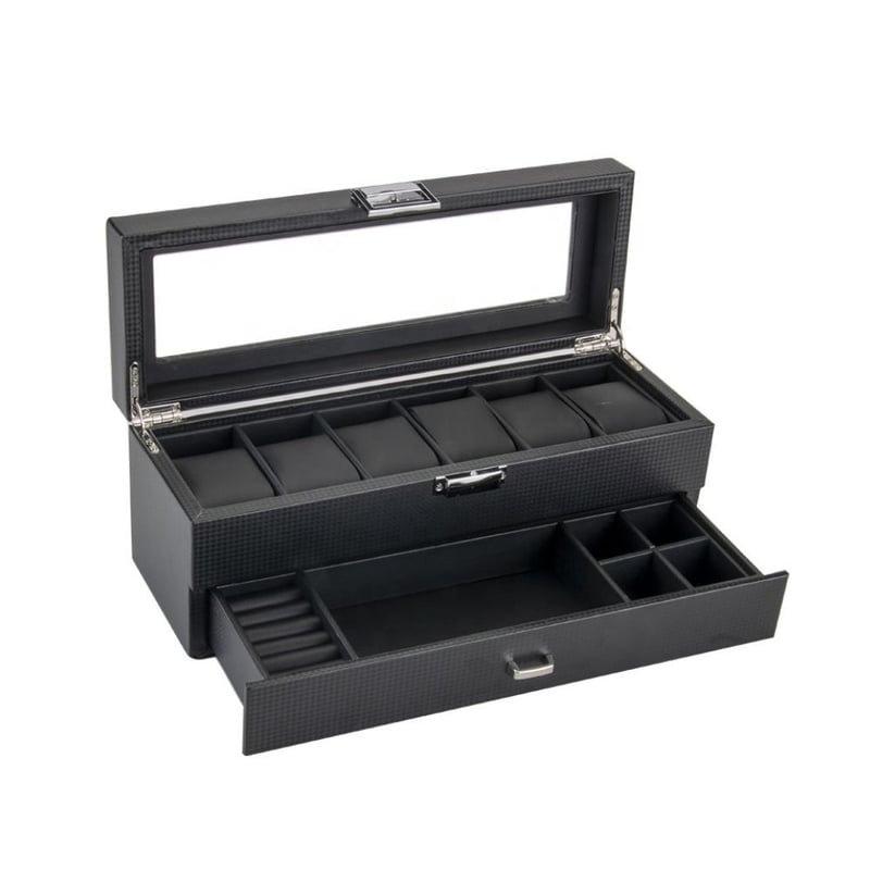 Caja porta relojes con joyero estilo carbono GENERICO | falabella.com