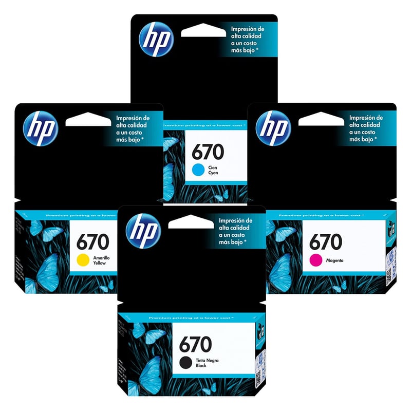 KIT DE CARTUCHO DE TINTA HP 670 NEGRA / COLOR ORIGINAL HP | falabella.com