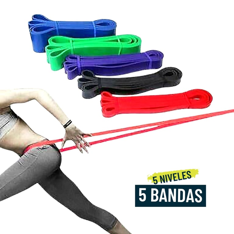 Set x5 Bandas Largas de Resistencia Musculación | Sodimac Falabella