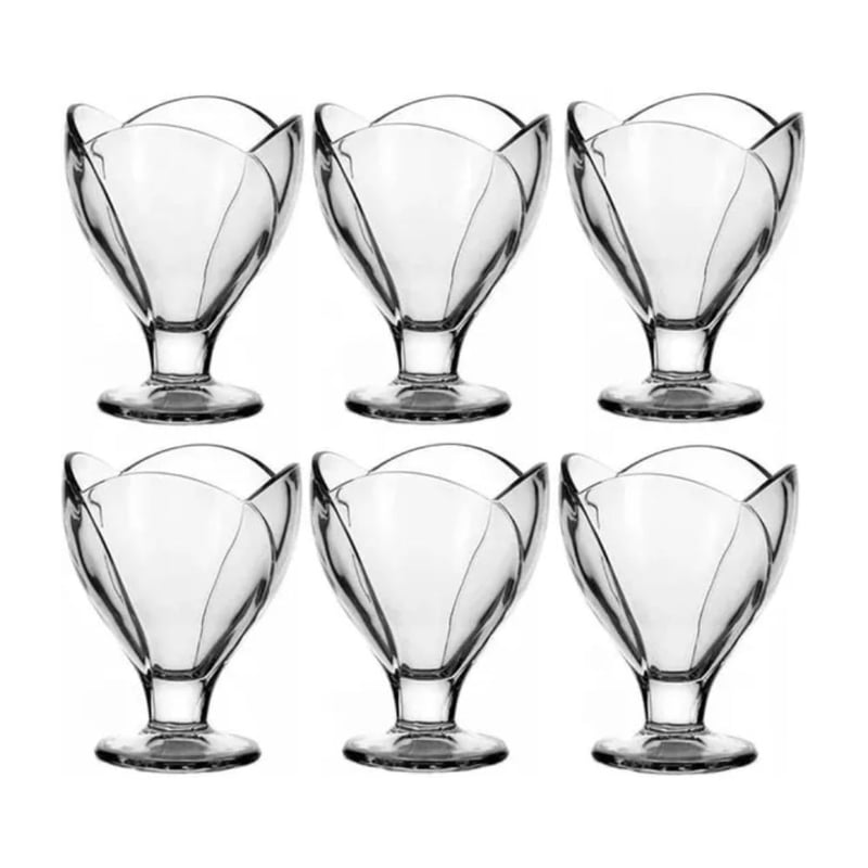 Set de 6 copas de vidrio para postre helado forma de flor 250ml ...
