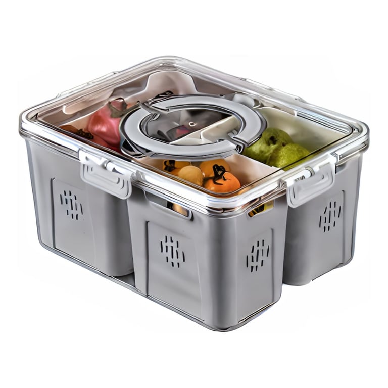 Táper Hermético de 4 Divisiones Escurridor Interno Gris ELMEJORPRECIO ...