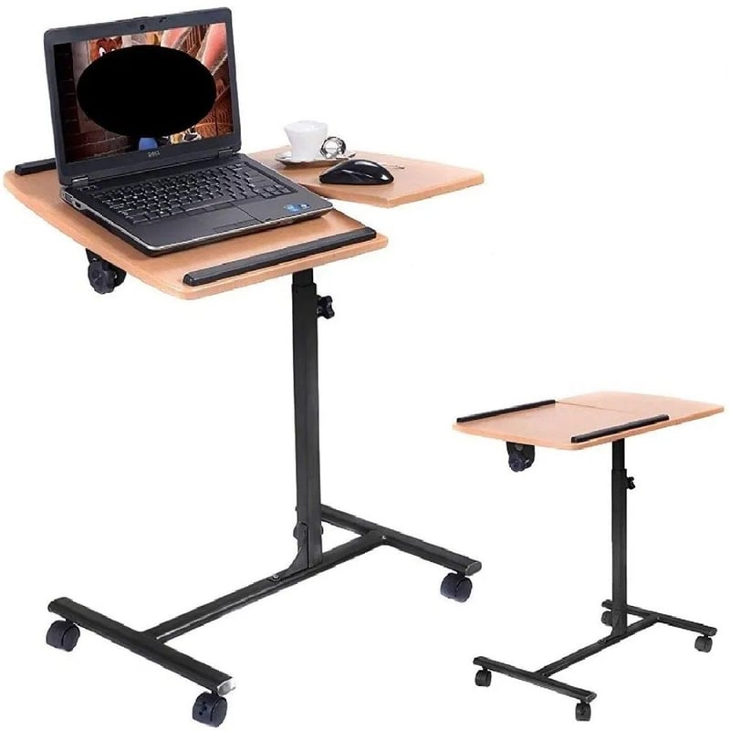 Mesa Ajustable con Ruedas y Porta Mouse para Laptop Color Negro ...