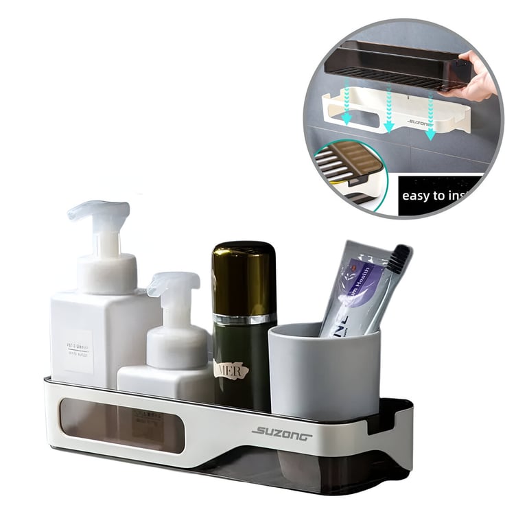 Repisa Desmontable Con Adhesivo Para Baño Cocina Ducha Gris ...