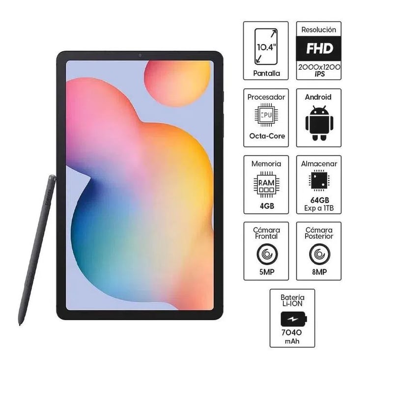Samsung GalaxyTab S6Lite 2022 104 PULG SM-P613 64GBGris Wi-Fi 64GB 4GB ram Camar princ8MPfron5MP ...