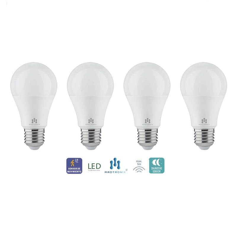 Foco Led sensor de movimiento inteligente ahorrador 9W PACK X 4 ...