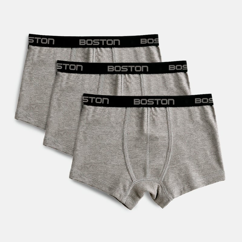 Pack x3 Bóxer Corto Boston Kids Plomo Claro BOSTON | falabella.com