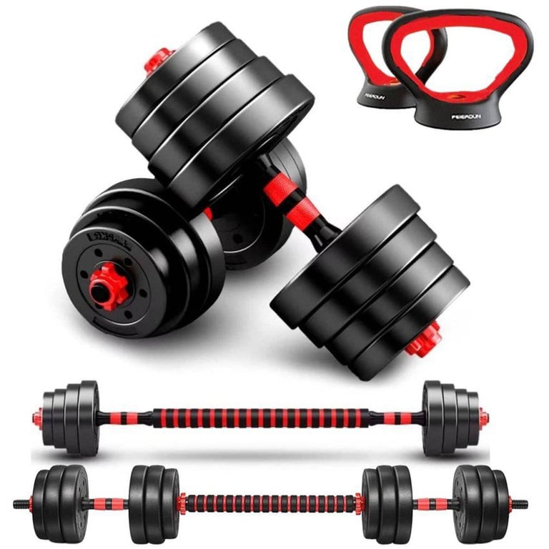 Set de pesas 30kg mancuerna plastificada y adaptador GENERICO | falabella.com