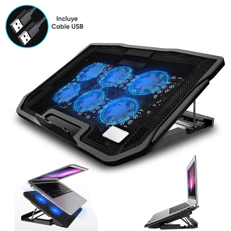 Cooler Ventilador para Laptop y Notebook - Soporte Base 6 Ventilador ...