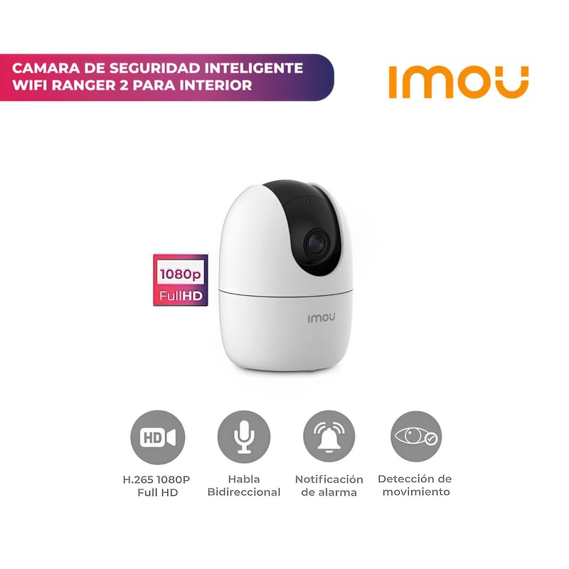 CÁMARA DE SEGURIDAD WIFI 2MP IMOU RANGER 2 PARA INTERIOR IMOU ...