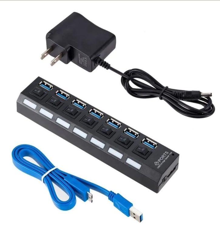 HUB Usb 3.0 de 7 Puertos Con Interruptor individual 5Gbps y Cargador OEM | falabella.com