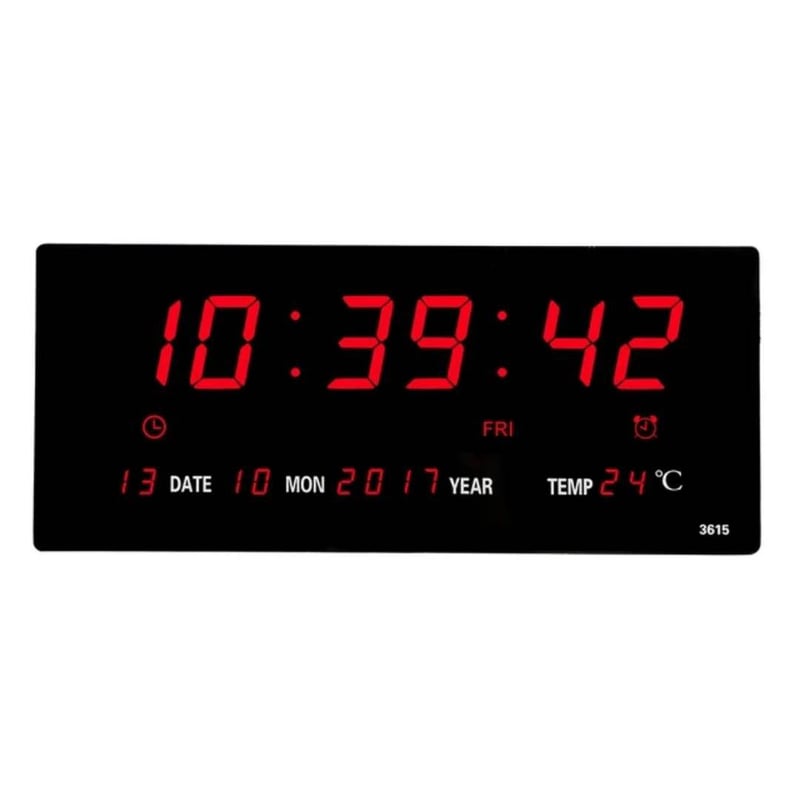 Reloj Digital LED 36 x 15cm de Pared con Calendario Temperatura Fecha ...