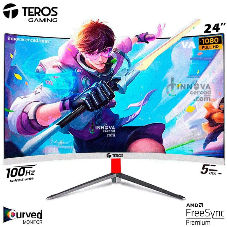 Monitor Teros Curvo TE-2401S 24 VA, FHD, 100HZ, 5MS, FreeSync Premium ...