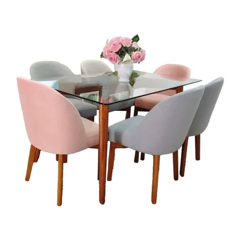 Juego De Comedor Alto Hogar Oli 6 Sillas Gris Rosado Vidrio ALTO HOGAR ...