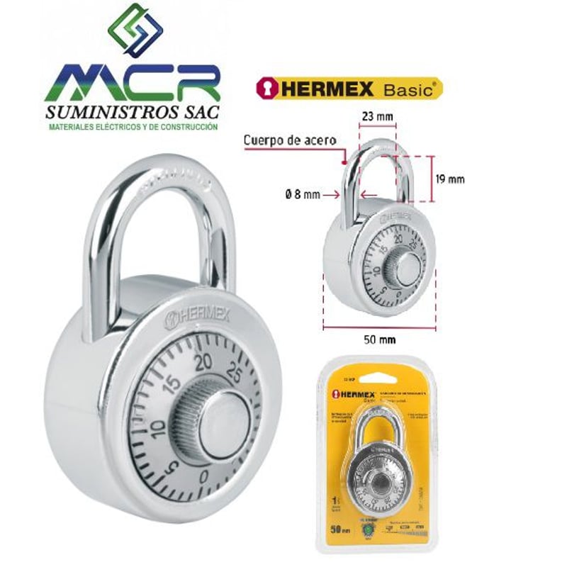Candado de combinacion de disco Hermex | Sodimac Perú