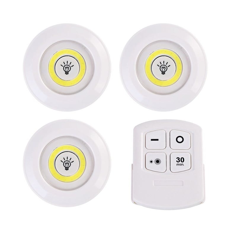 Pack 3 Luz LED con Control Remoto Apagado Automatico 30min OEM ...