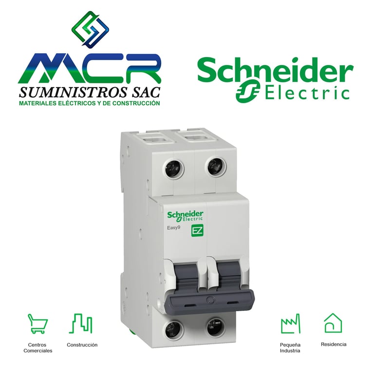 INTERRUPTOR TERMOMAGNETICO 2P 20A 10KA 230V Easy9 Schneider | Sodimac Perú