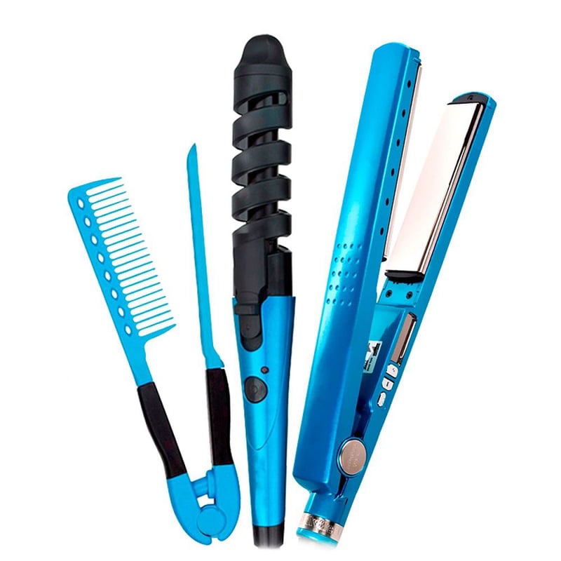 Trio Nano Plancha Alisador Tenaza Rizador Ondulador Peineta OEM ...